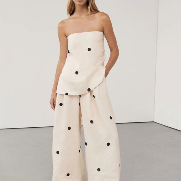 DISSH | Pants & Jumpsuits | Iso Dissh Cream And Black Polka Dot Wide ...